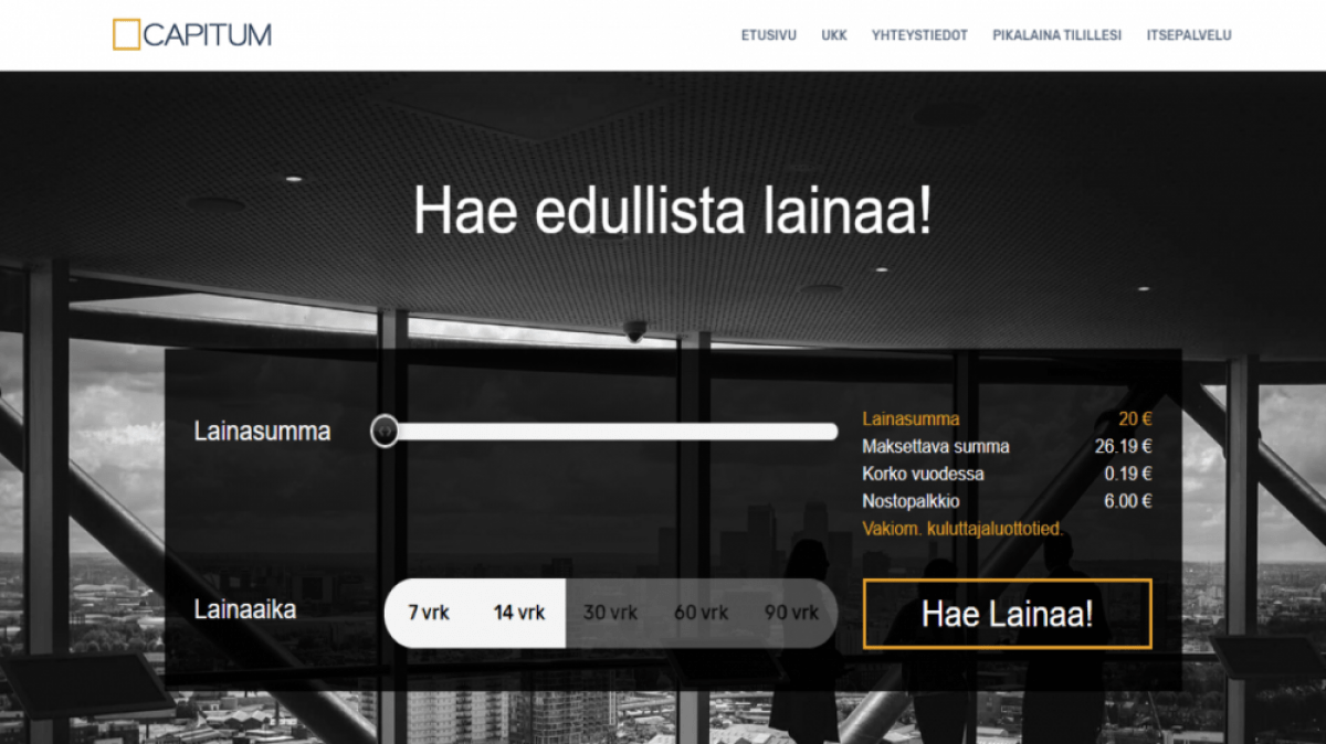 Capitum lainaa rahaa nopeasti 20-2250 euroa | Finaton.com