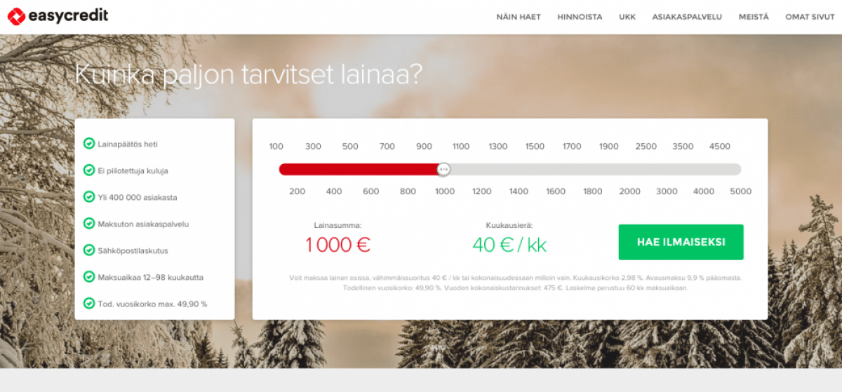 Easycredit - Lainaa 500-5000 euroa hetkessä tilille | Finaton.com