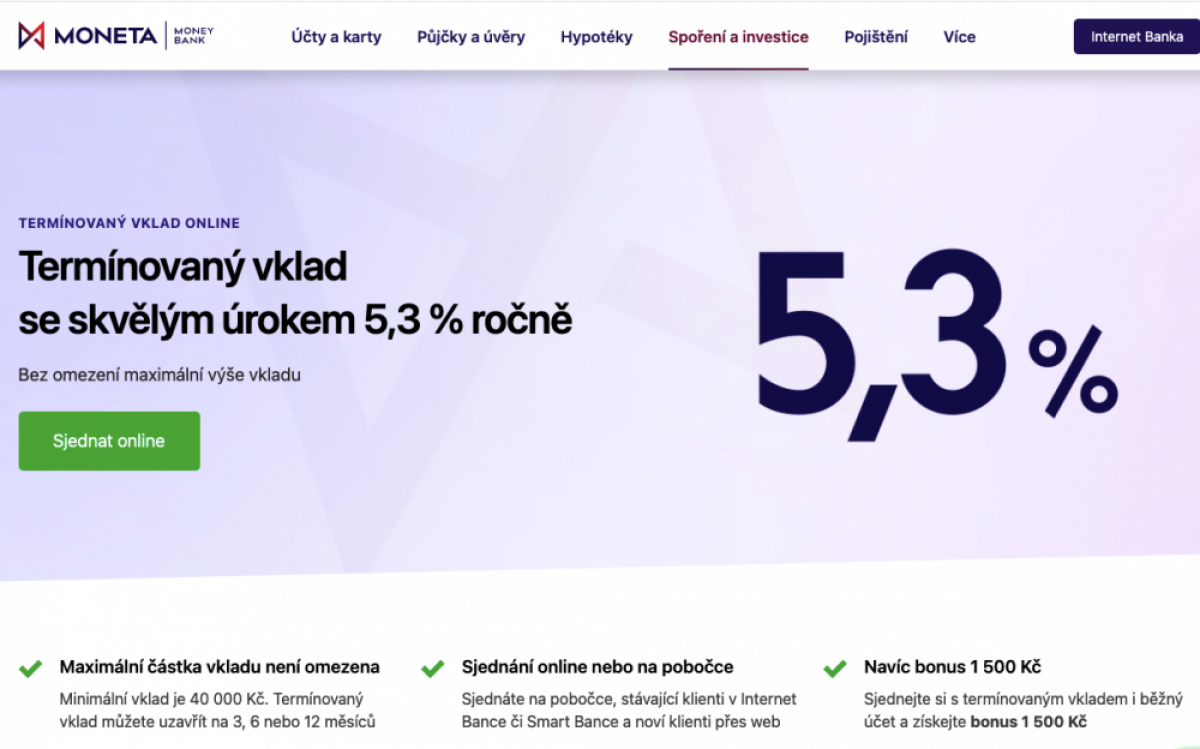Moneta termínovaný vklad recenze - úrokové sazby, podmínky | Finaton.com